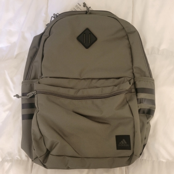 adidas | Bags | Adidas Olive Green Classic 3 Stripe Backpack Nwt | Poshmark